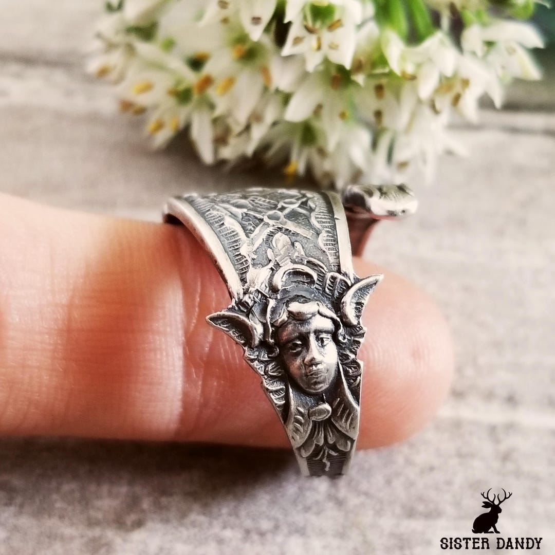 Unique Victorian Winged Cherub Ring, Angelic Cherub Sterling Ring ...