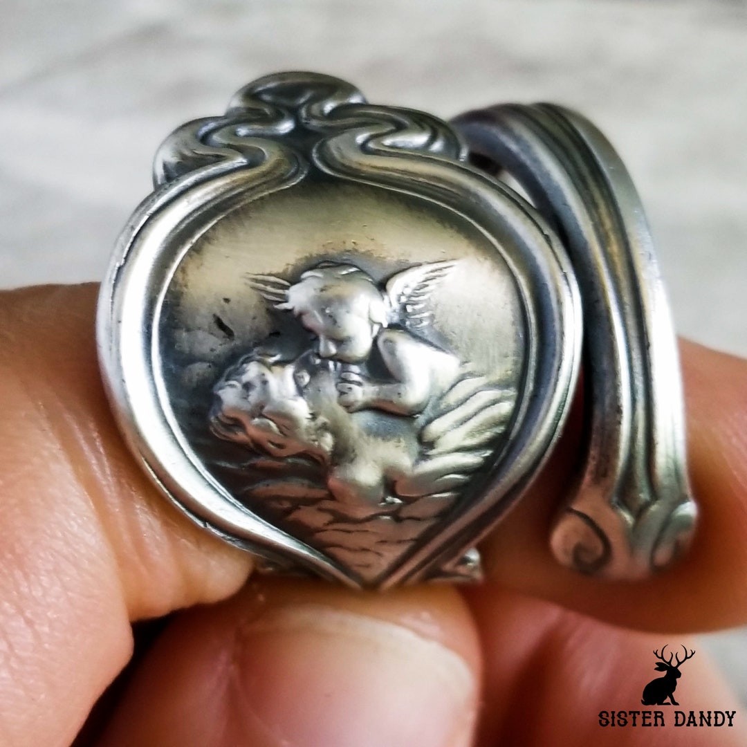 Rare Angelic Cupid Sterling Ring, Vintage Goddess Spoon Ring, Unger ...