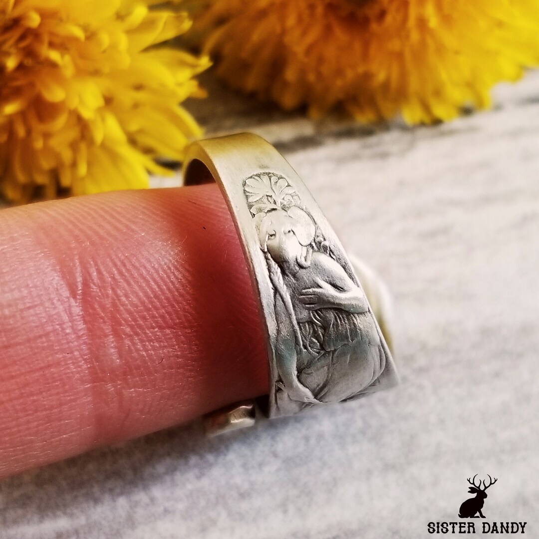 Rare Dainty Dryad Ring, Sterling Goddess Ring, Silver Forest Spirit ...
