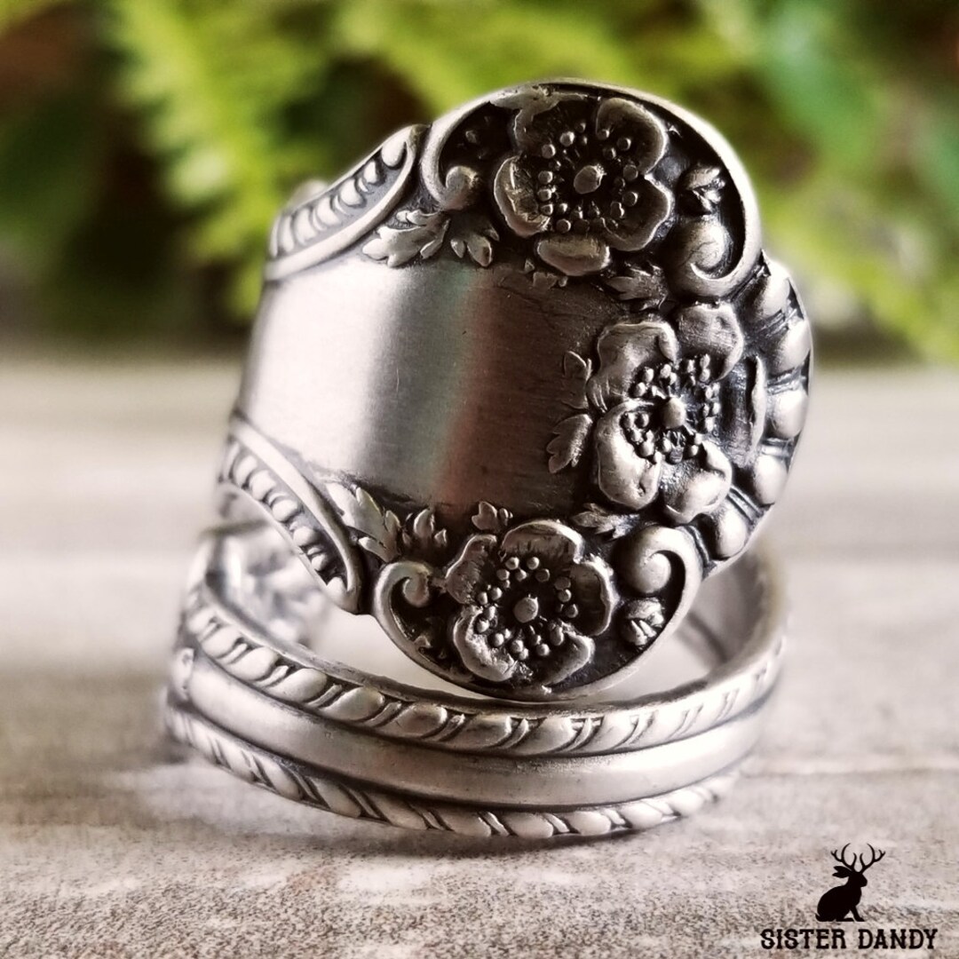 Gorham Buttercup Sterling Silver Wrap Ring, Vintage Silver Rose Flower ...