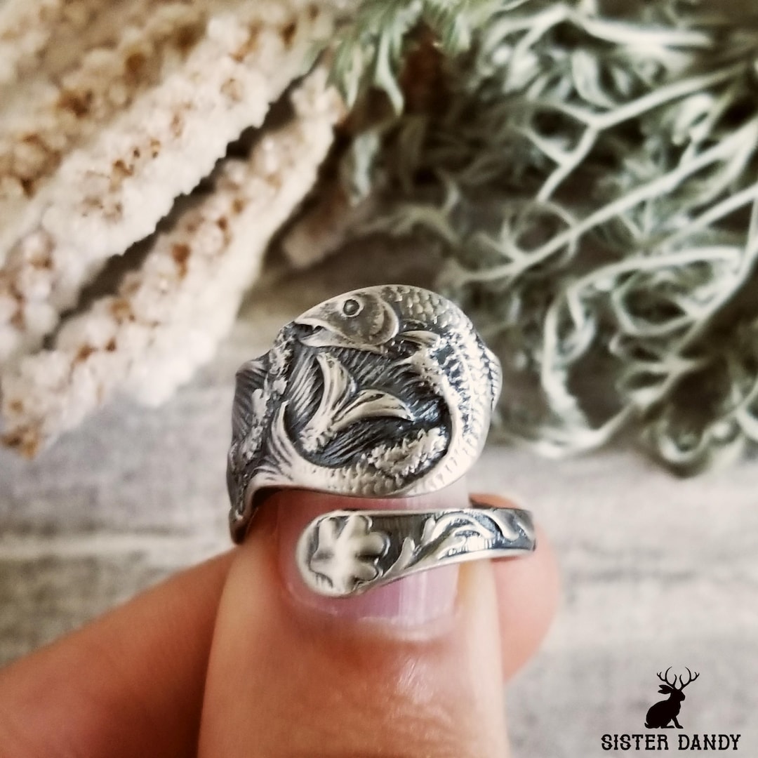Sterling Fish Ring, Silver Angler Ring, Sterling Pisces Zodiac Ring ...