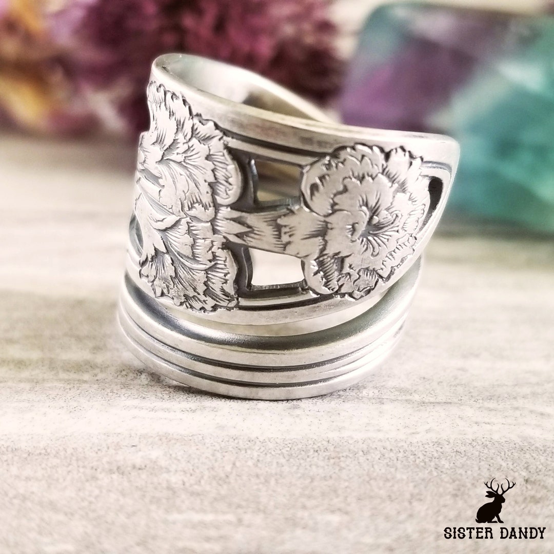 Art Nouveau Engraved Carnation Sterling Silver Ring, Antique Flower ...