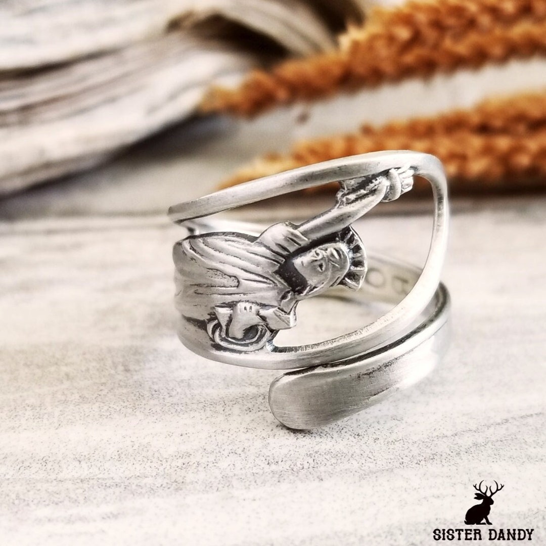 Statue of Liberty Ring, Adjustable NYC Spoon Ring, New York Sterling ...