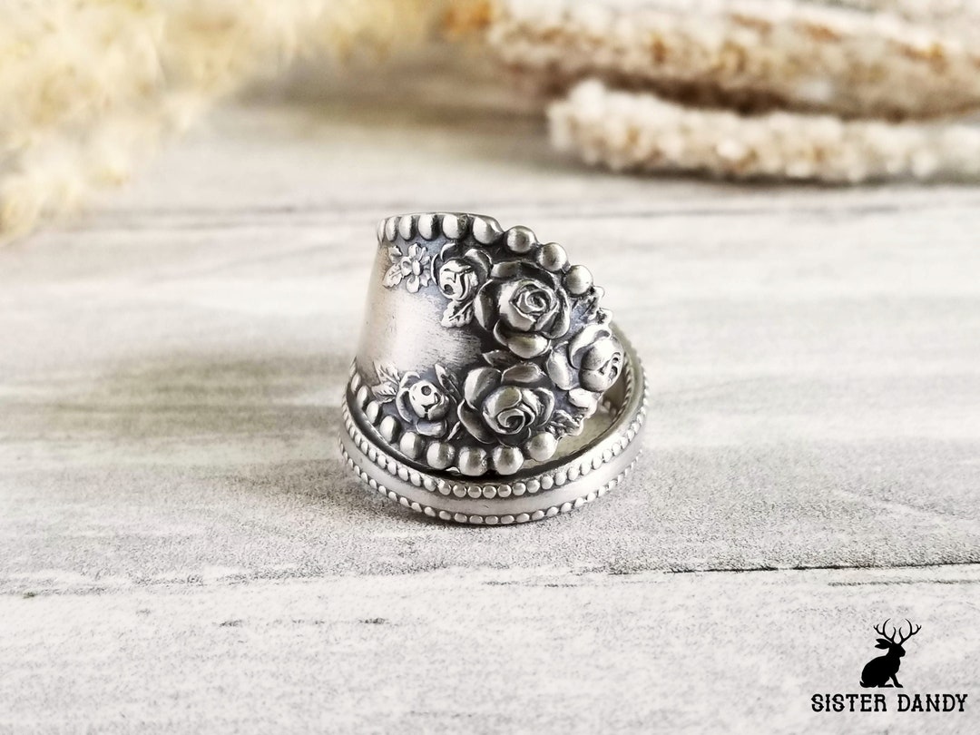 Gorham Triple Rose Bouquet Wrap Ring, Vintage Rose Ring, Antique Rose ...
