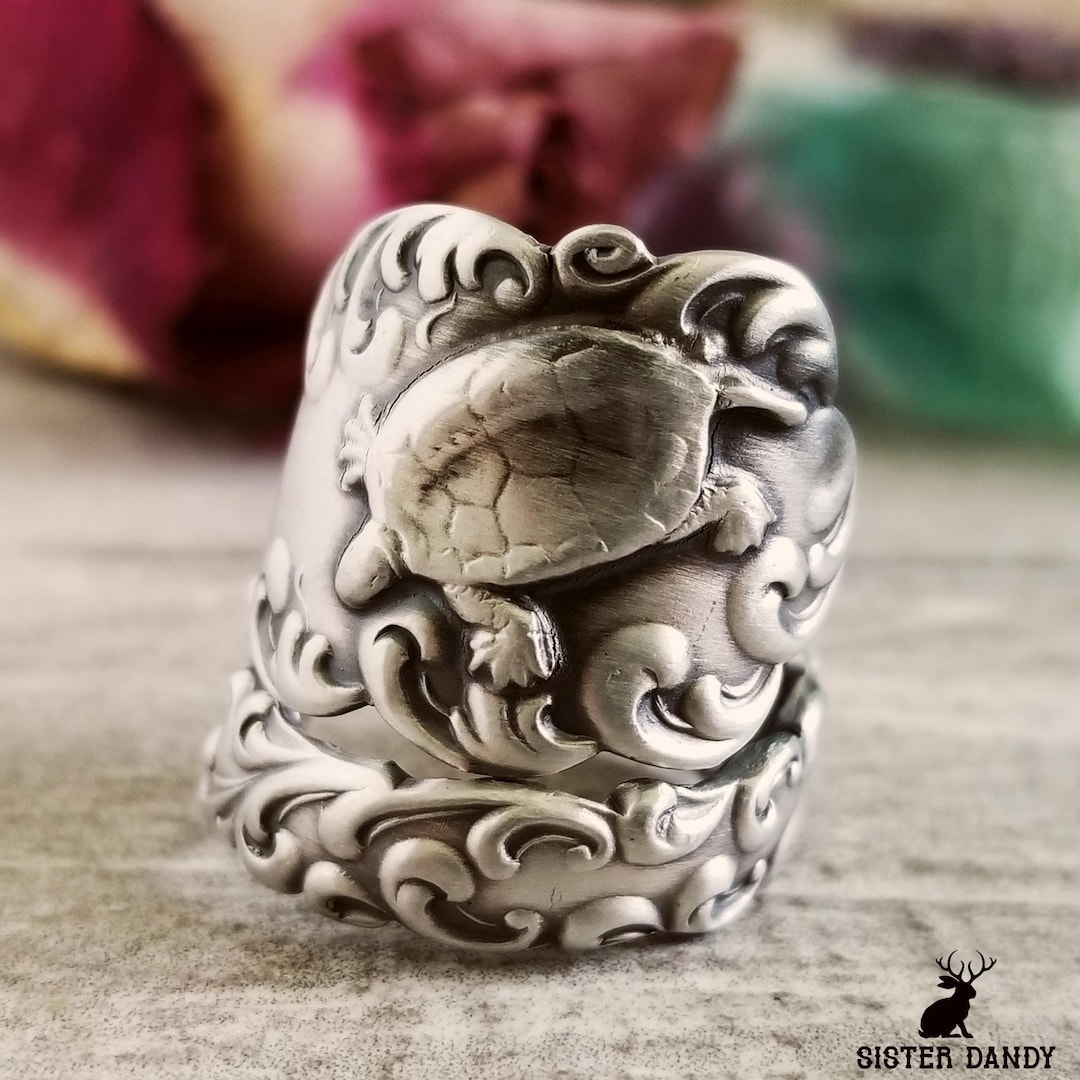 Unique Turtle Ring, Sterling Silver Turtle Ring, Turtle Jewelry, Turtle ...