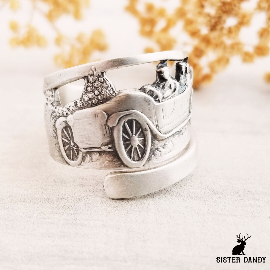 Vintage Car Ring, Antique Roadster Ring, Detroit Souvenir Ring ...