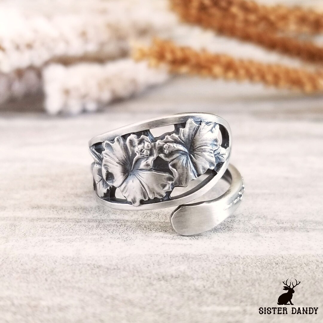 Hibiscus Flower Spoon Ring, Hibiscus Ring, Honolulu Hawaii Spoon Ring, Vintage Spoon Jewelry ...