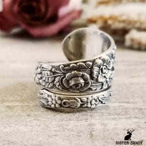 Whimsical Wildflower Ring, Antique Sterling Silver Bloom Ring, Bridal ...