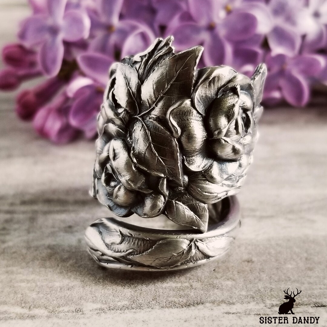 Sterling Rose Ring, Rose Spoon Ring, Sterling Spoon Ring, Vintage Rose ...