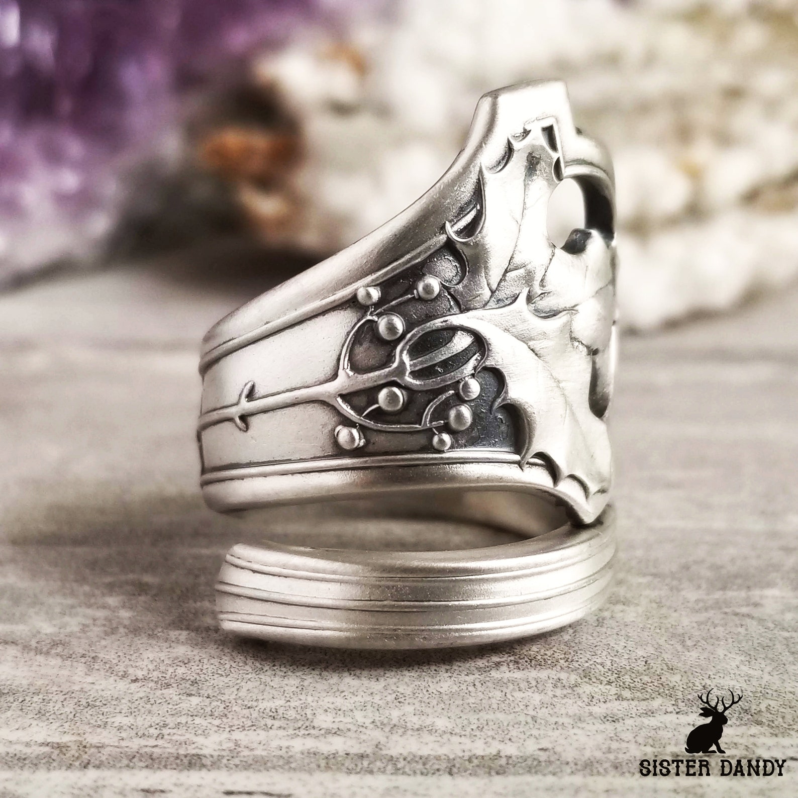 Holly Silver Ring, Art Nouveau Holly Sterling Spoon Ring, Mistletoe ...