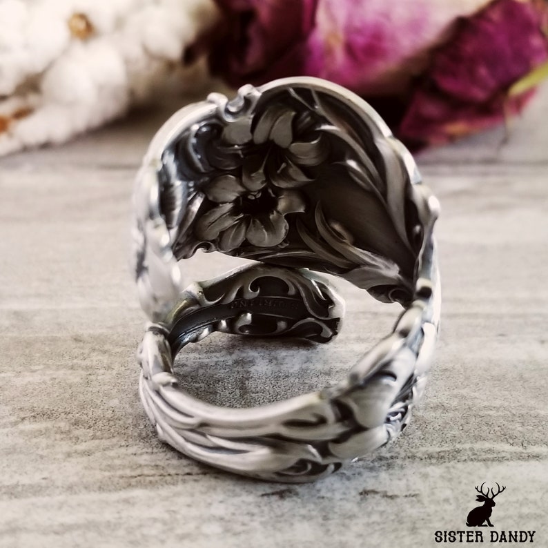 Lily Sterling Wrap Ring, Spring Birth Flower Ring, Vintage Floral Ring ...