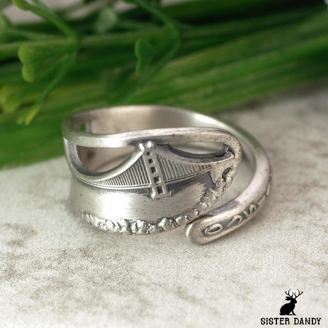 Dainty Golden Gate Bridge Ring, Silver San Francisco Ring, San Fran ...