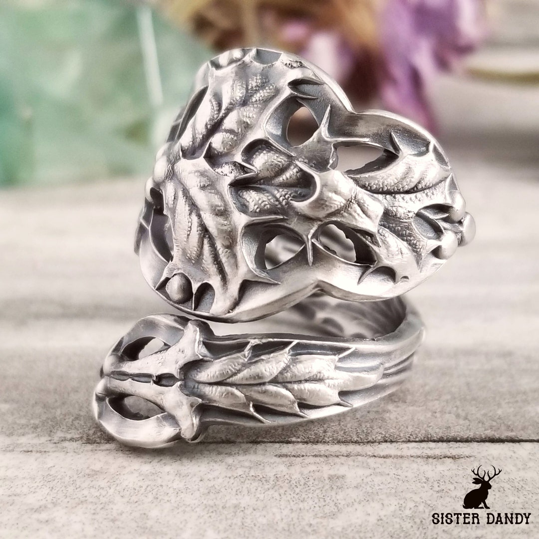 Alvin Holly Botanical Ring, Art Nouveau Sterling Wrap Ring, Mistletoe ...