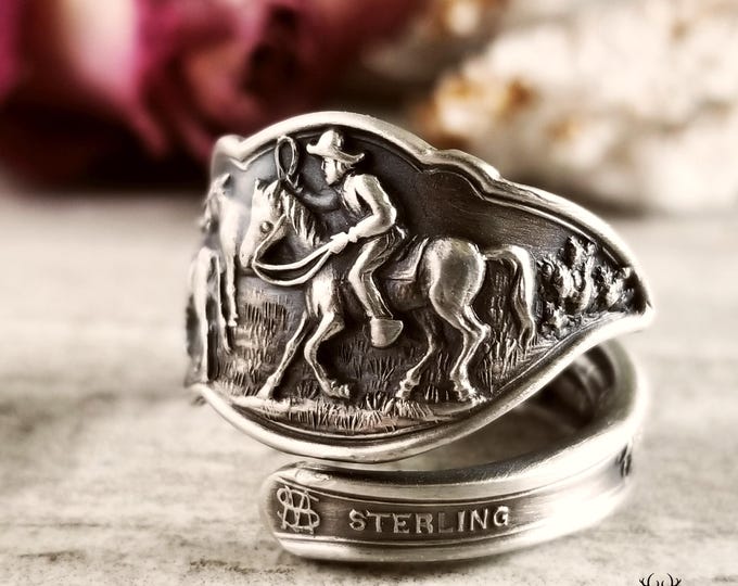 Sterling Silver Cowboy Wrap Ring, Silver Rancher Ring, Sterling Cowboy ...