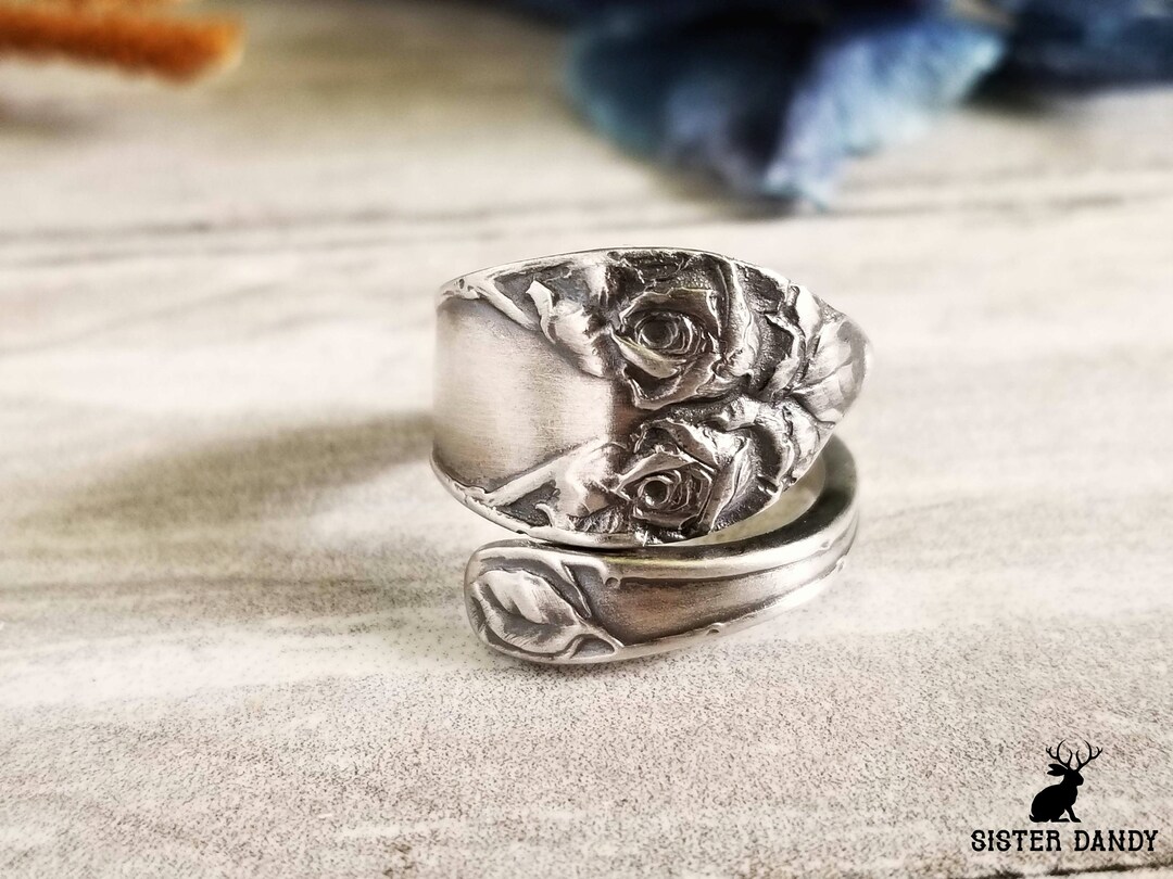 Vintage Rose Spoon Ring, Sterling Rose Ring, Rose Spoon Ring, Antique ...