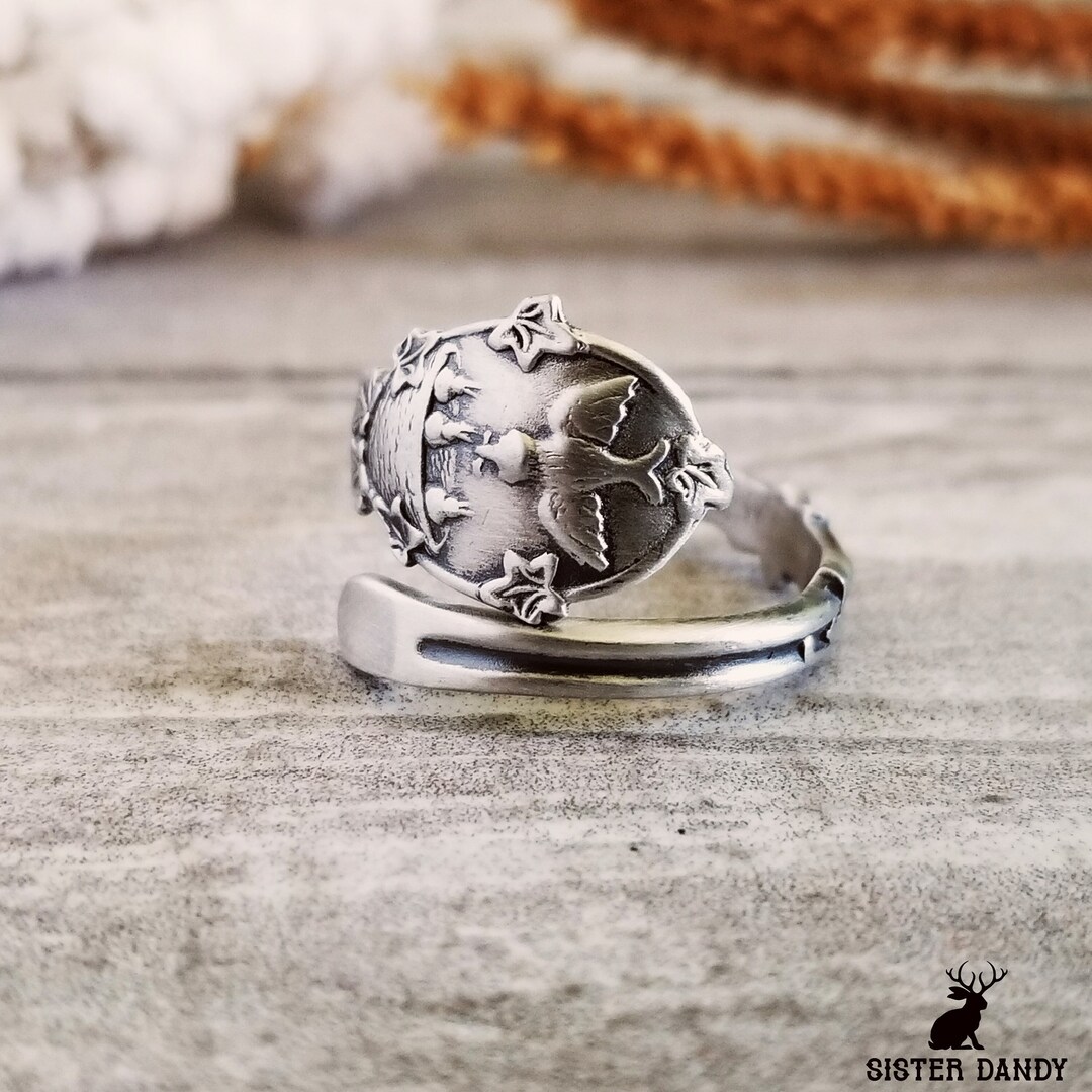 Sterling Bird Nest Ring, Sparrow Spoon Ring, Sterling Bird Ring, Love ...