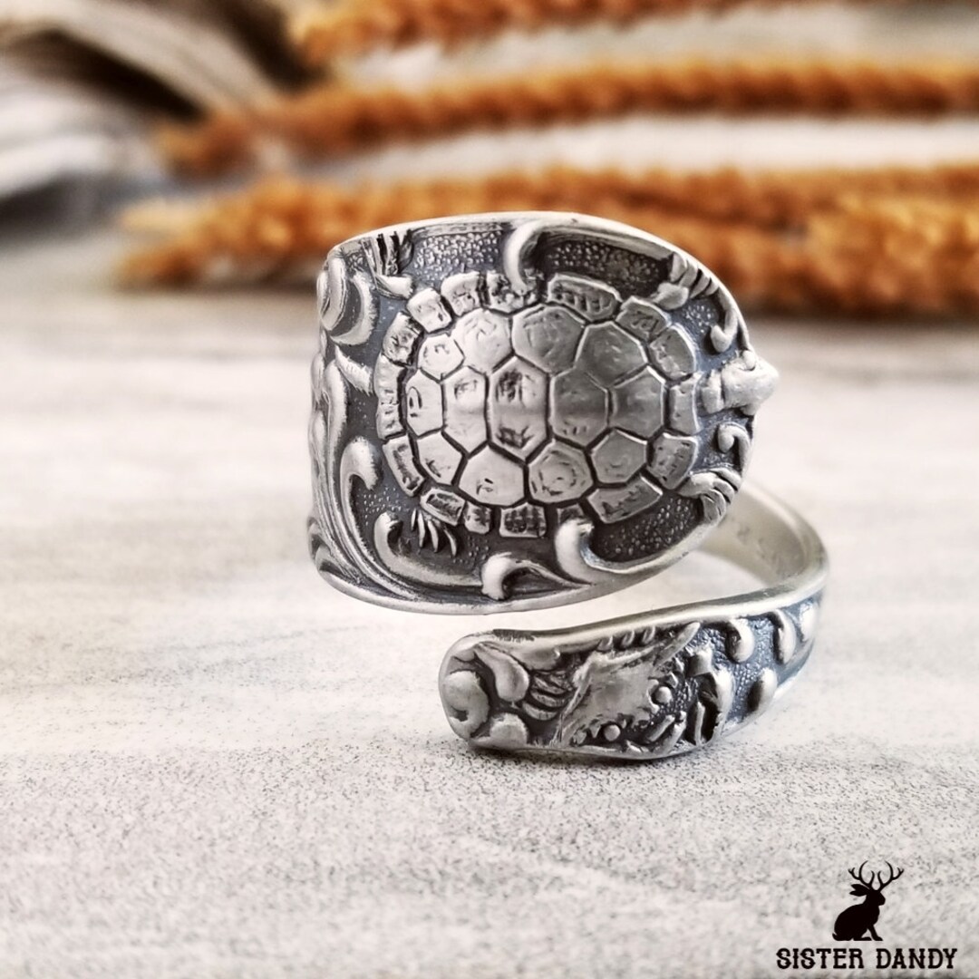 Turtle Spoon Ring Sterling Silver Turtle Ring Turtle - Etsy