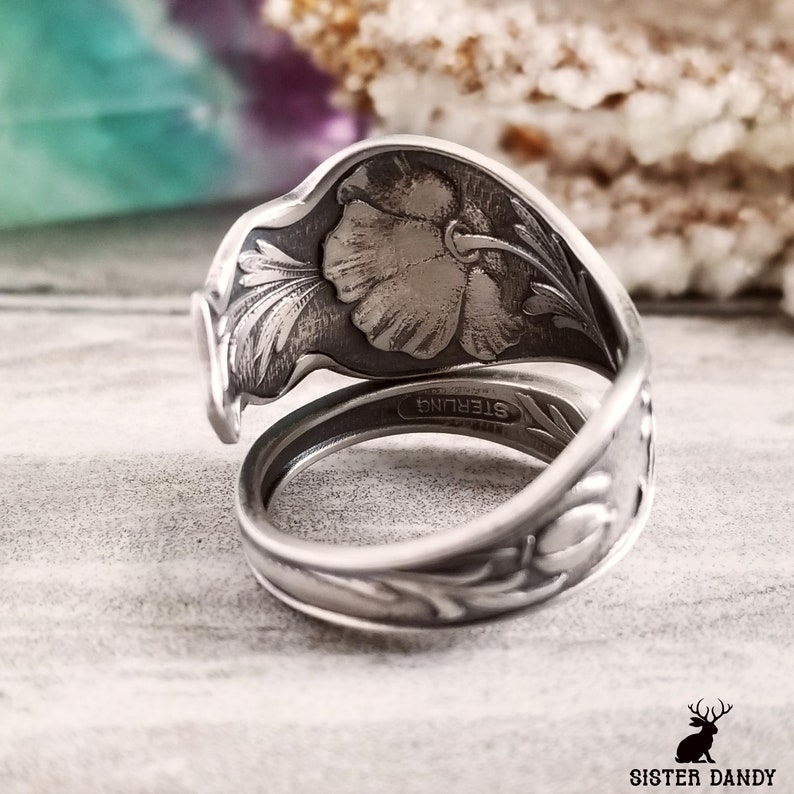Art Nouveau Floral Poppy Sterling Ring, Poppies Wildflower Vintage ...