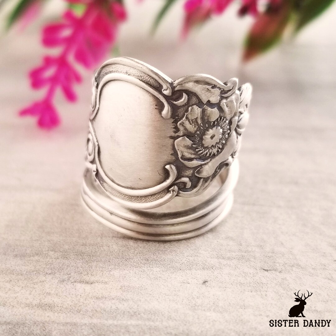 Art Nouveau Floral Poppy Sterling Ring, Poppies Wildflower Vintage ...
