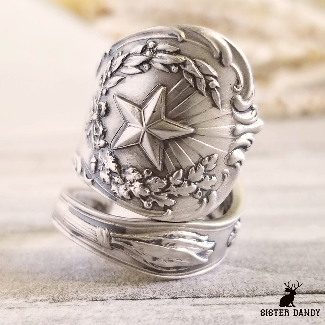 Texas State Ring, Sterling Texas Steer Ring, Sterling Spoon Ring, Lone ...