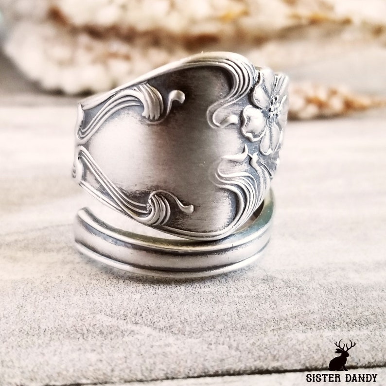 Hibiscus Flower Spoon Ring, Spiral Spoon Ring, Hibiscus Ring, Vintage ...