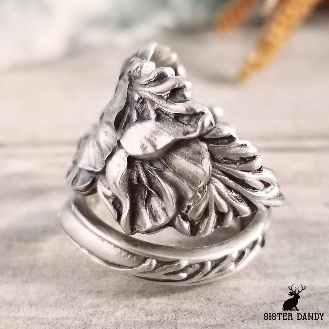 Art Nouveau Floral Poppy Sterling Ring, Poppies Wildflower Vintage ...