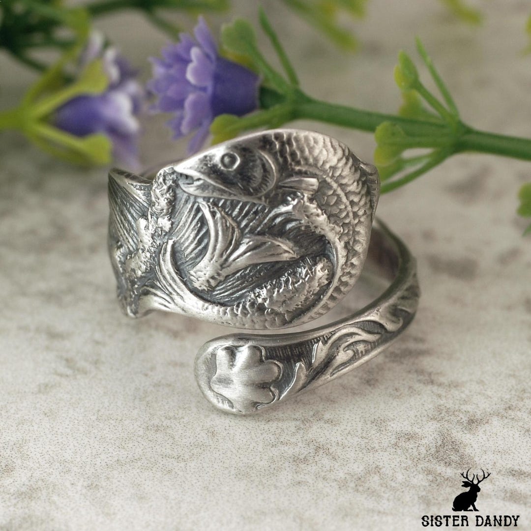 Sterling Fish Ring, Angler Ring, Sterling Pisces Ring, Vintage Teleosts ...