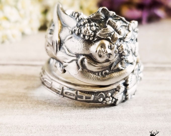 Rare Autumn Goddess Spoon Ring, Fall Goddess Spoon Ring, Art Nouveau ...