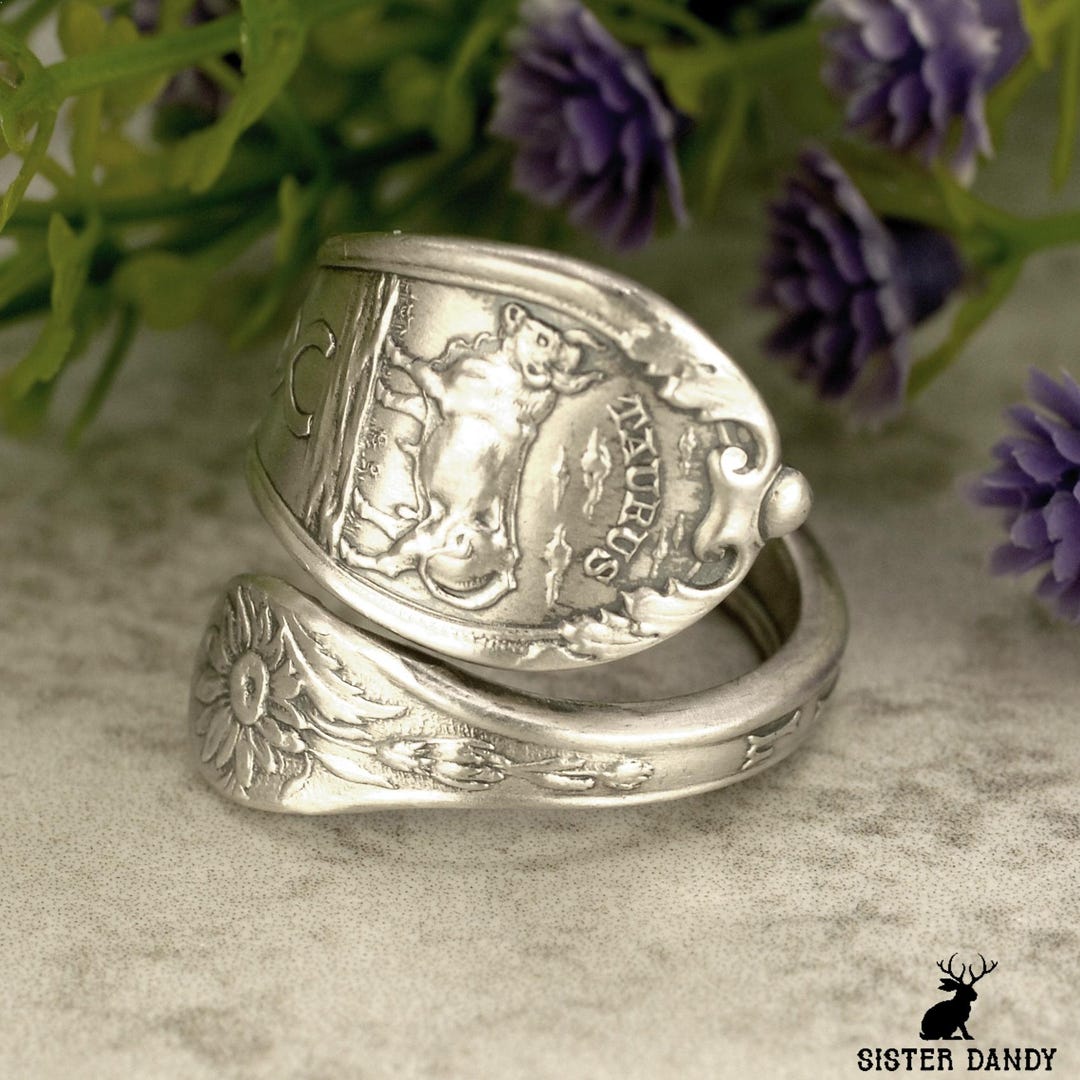 Taurus Zodiac Silver Bull Ring, Sterling Silver Ring, Dainty Zodiac ...