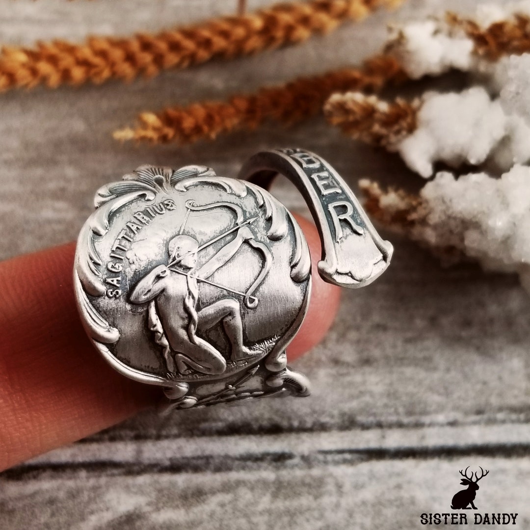 Sagittarius Zodiac Silver Archer Wrap Ring, Sterling Silver Zodiac Ring ...