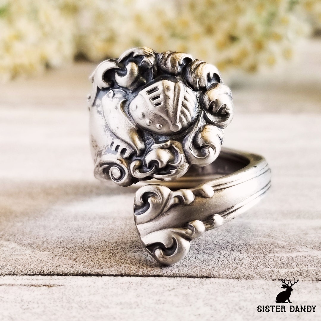Sterling Silver Knight Ring, Sterling Heraldic Ring, Medieval Knight ...