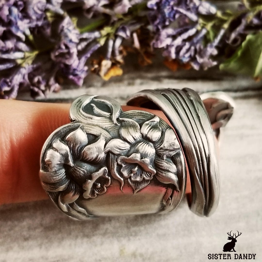 Sterling Alvin Daffodil Ring, Floral Silver Bloom Ring, Sterling ...