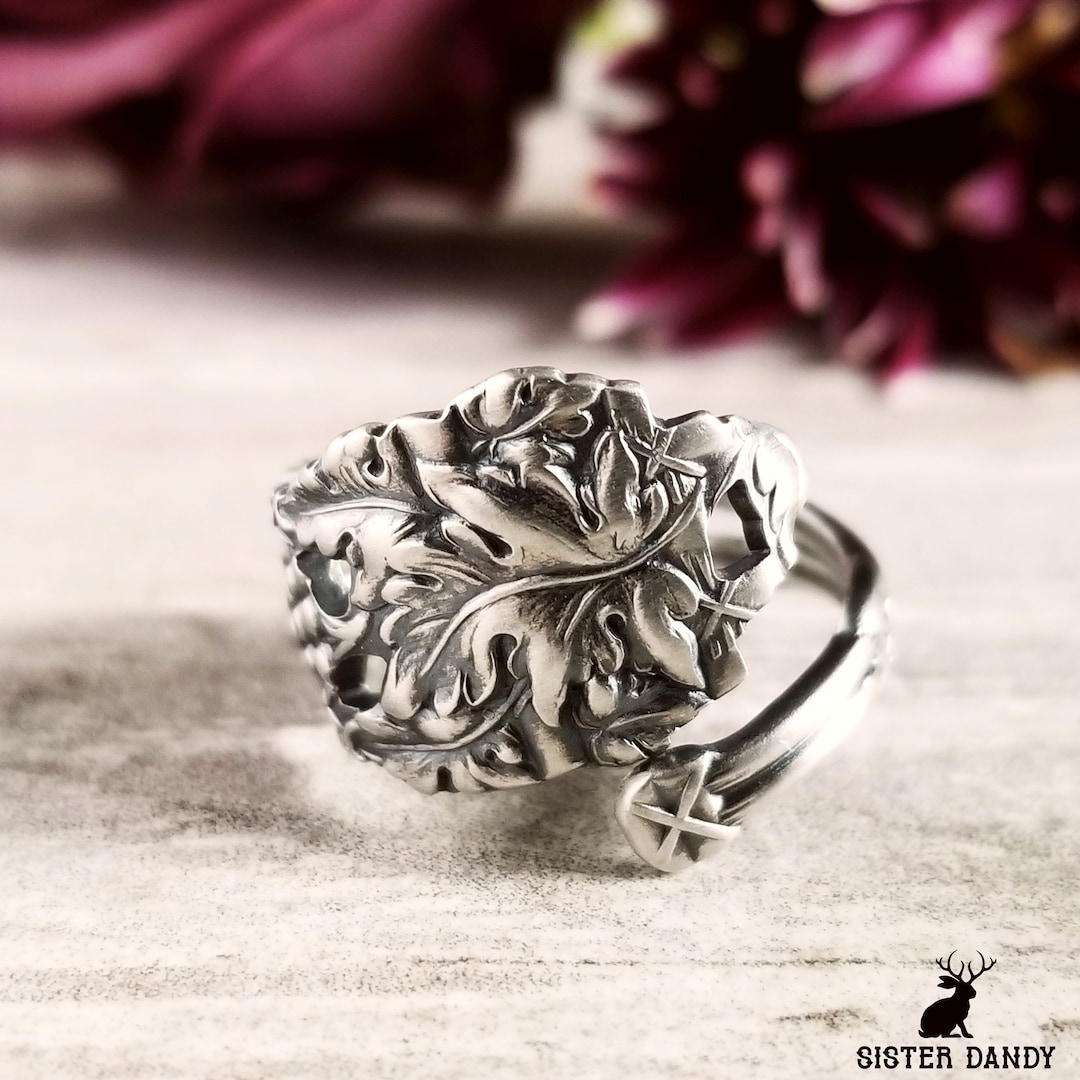 Sterling Grape Ring, Silver Spoon Ring, Grape Vine Ring, Vintage Spoon ...