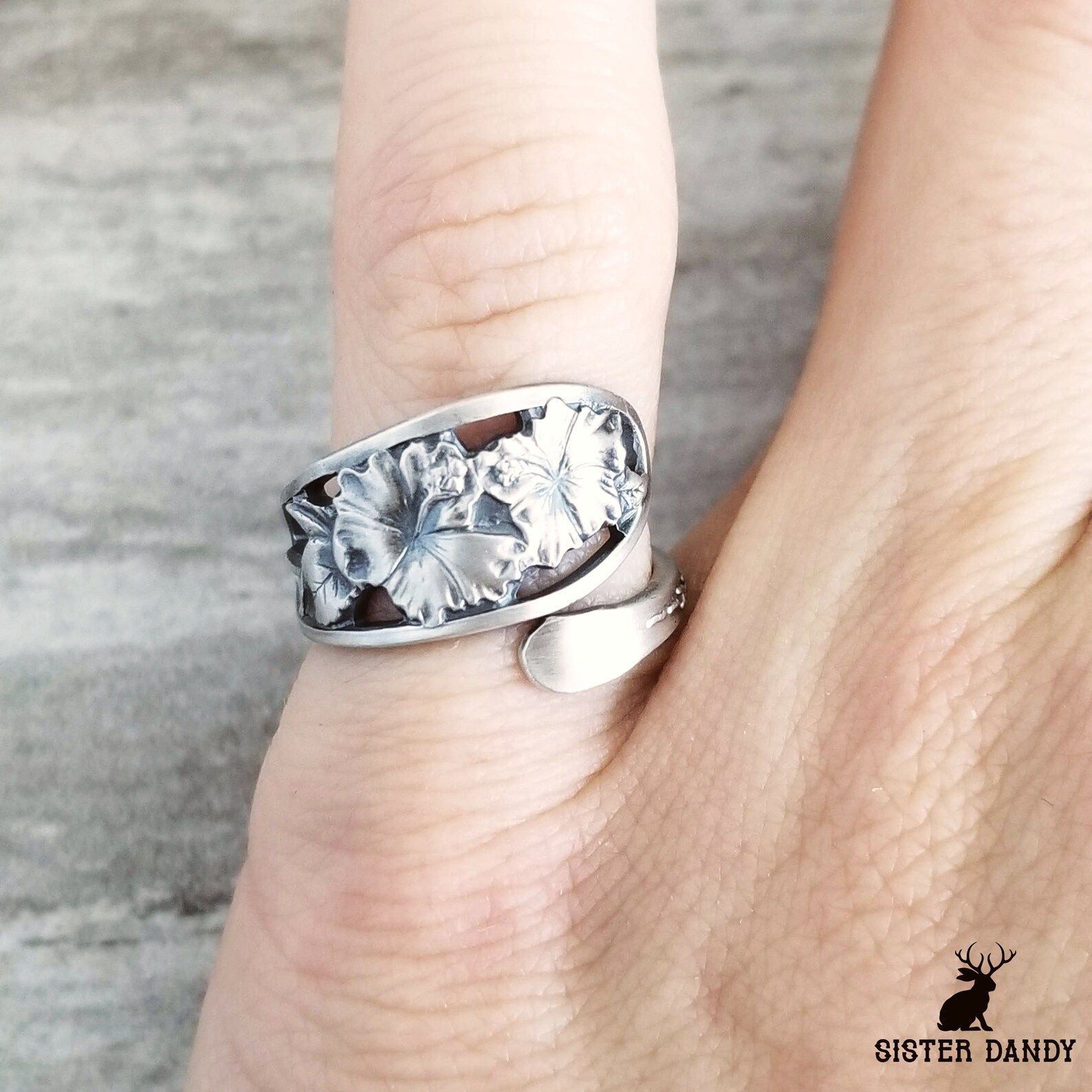 Hibiscus Flower Ring, Hibiscus Wrap Ring, Honolulu, Hawaii Ring ...