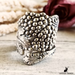 Sterling Grape Ring, Silver Fruit Ring, Grape Vine Ring, Vintage Vitis ...