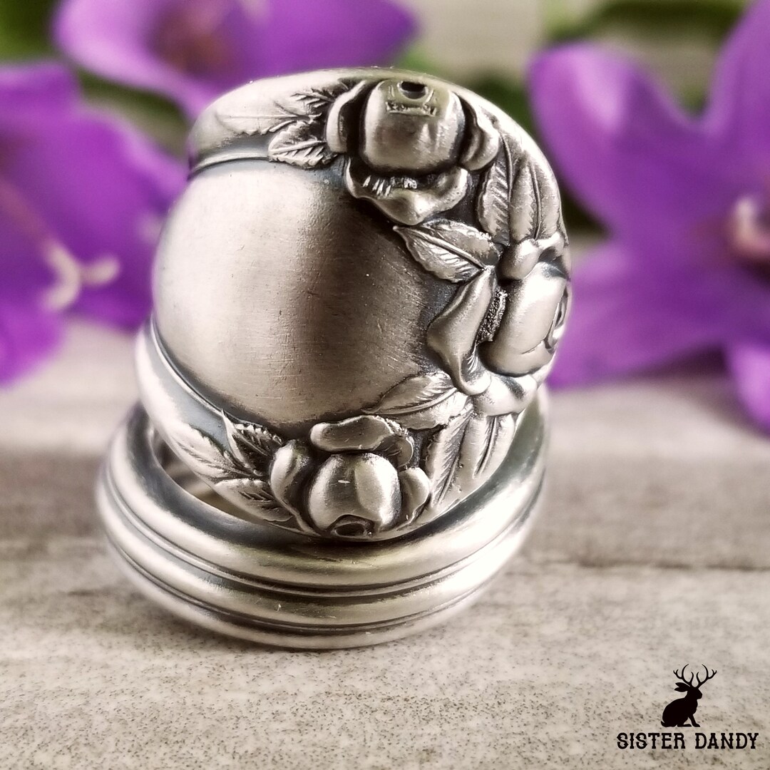 Rose Spoon Ring, Sterling Rose Ring, Sterling Spoon Ring, Vintage Rose ...