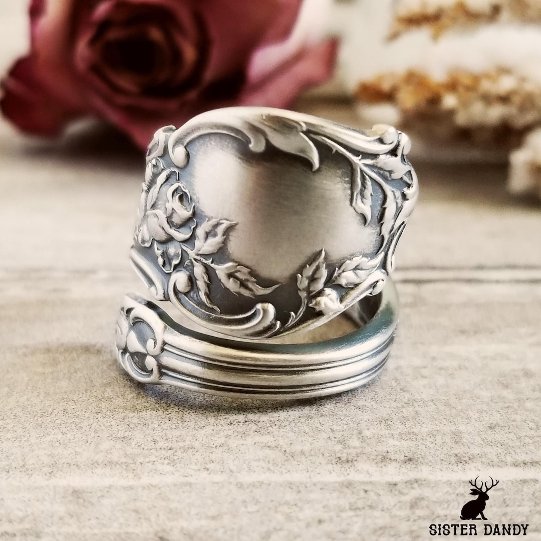 Handmade Queen of Flowers Ring, Sterling Rosa Ring, Vintage Rose Ring ...