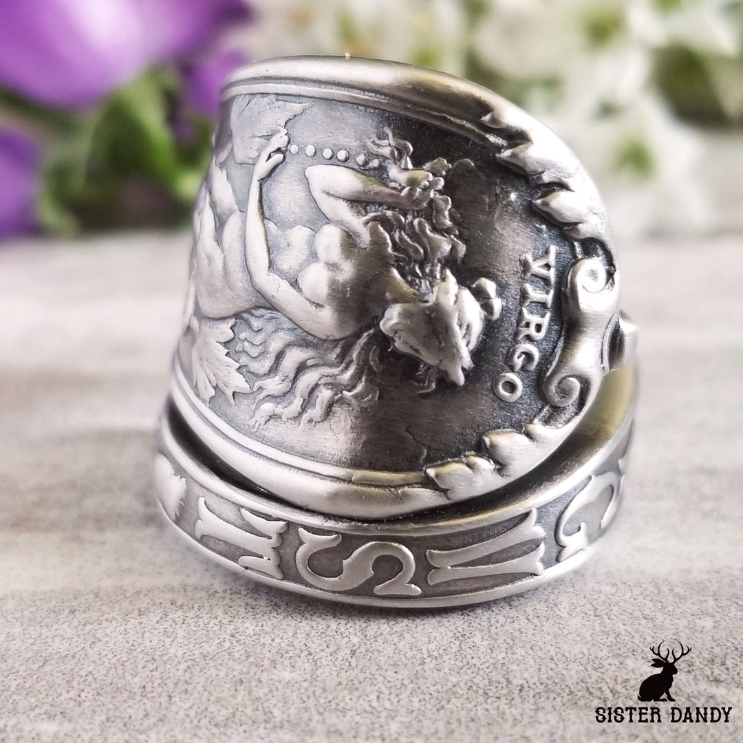 Virgo Zodiac Silver Mermaid Ring, Sterling Silver Mermaid Ring, Mermaid ...