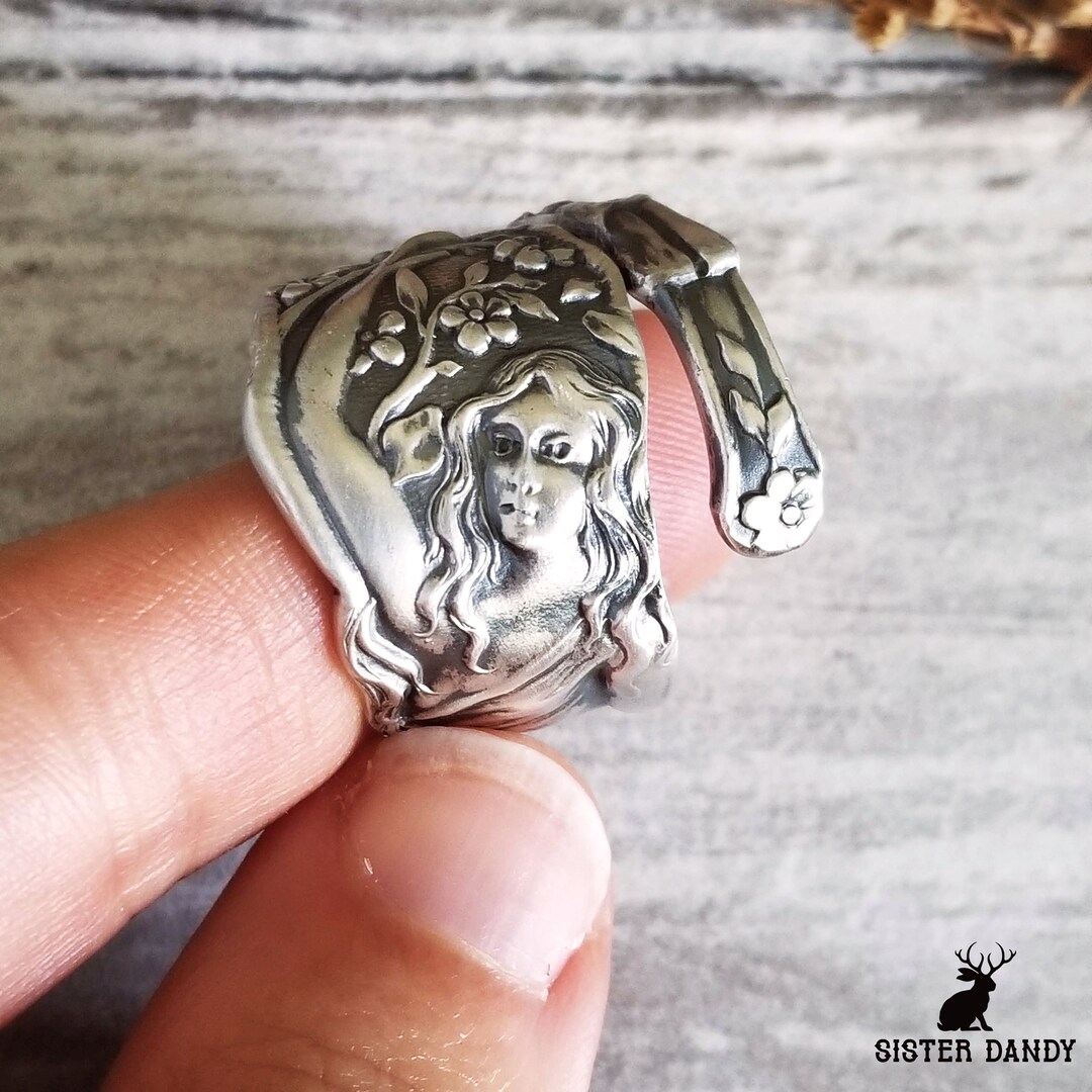 Rare Goddess Spoon Ring, Sterling Goddess Ring, Silver Fairy Ring ...