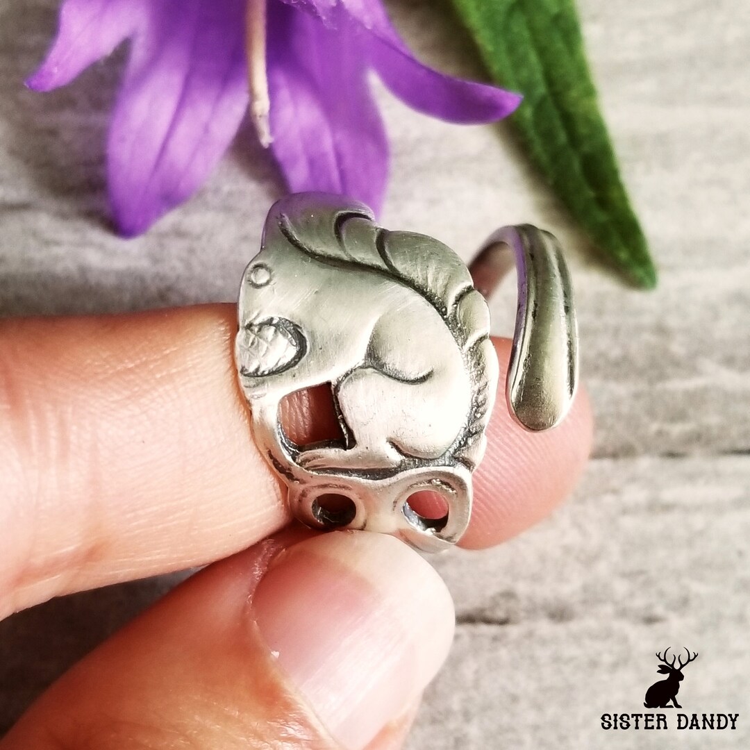 Adorable Squirrel and Acorn Ring, Silver Squirrel Ring, Sterling Animal ...