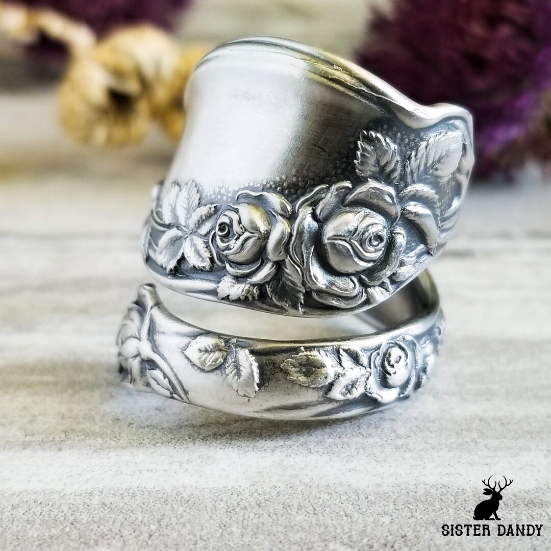 Antique Rose Spoon Ring, Sterling Rose Ring, Sterling Spoon Ring ...