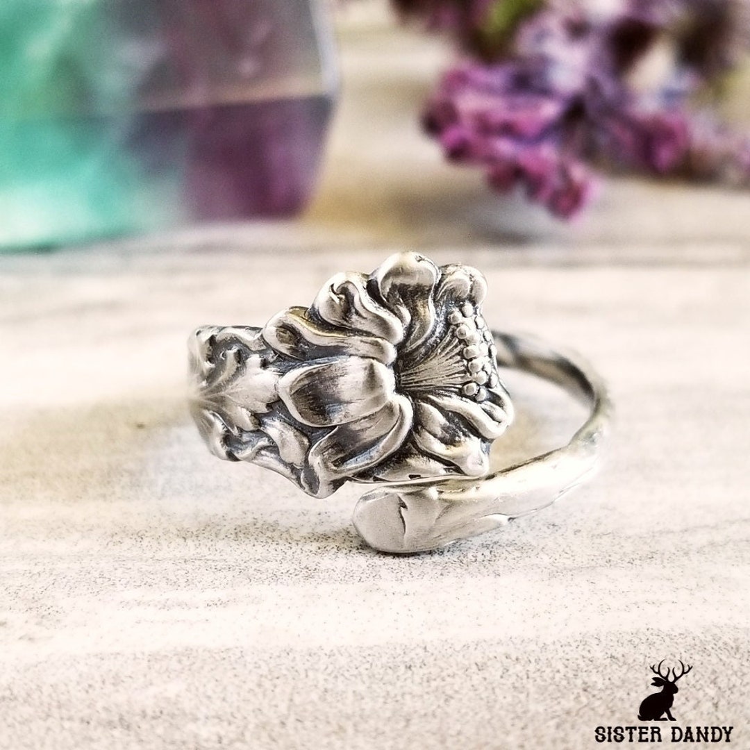 Silver Hibiscus Flower Ring, Hibiscus Ring, Honolulu Hawaii Ring ...