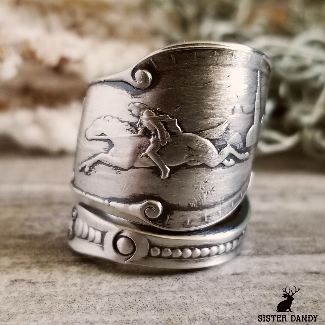 Paul Revere Riding Horse Ring, Sterling 1775 American Revolution Ring ...
