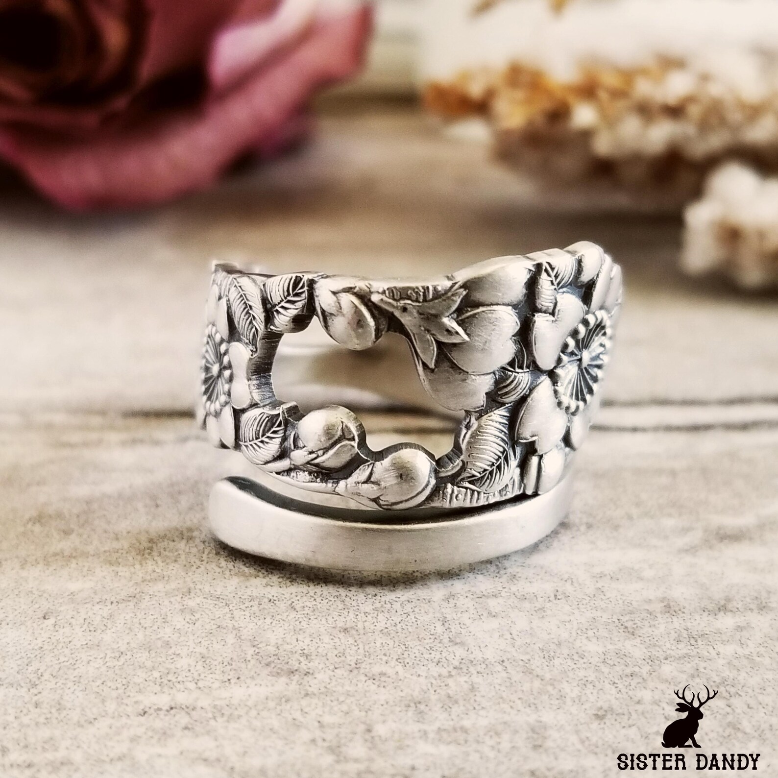 Sterling Sakura Ring, Japanese Cherry Blossom Ring, Hanami Spring ...