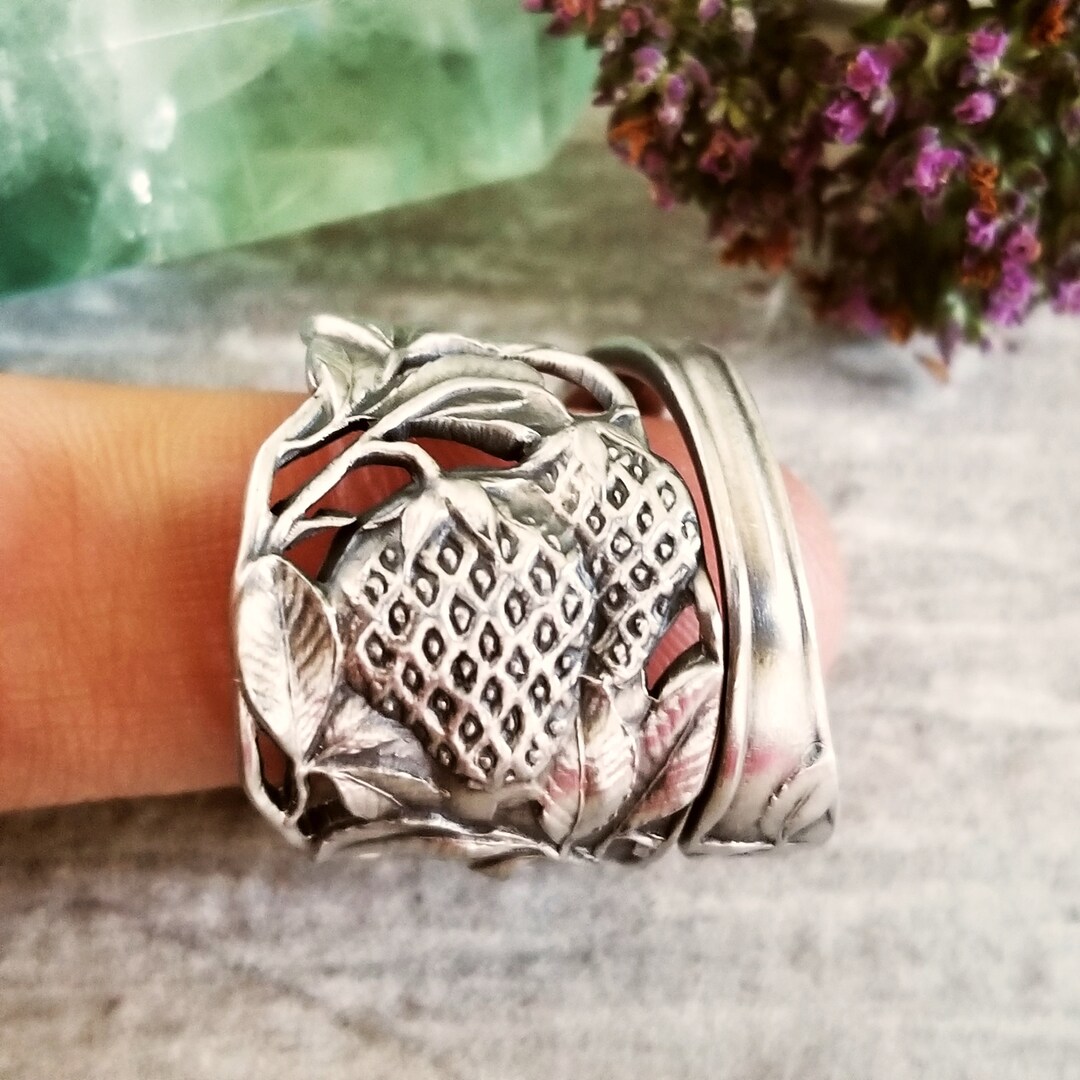 Handmade Strawberry Ring, Strawberries Sterling Silver Ring, Vintage ...