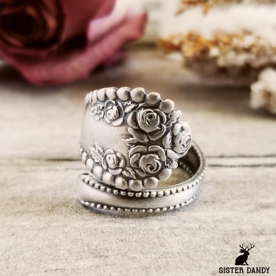 Triple Rose Ring, Sterling Bloom Ring, Handmade Vintage Rose Ring ...