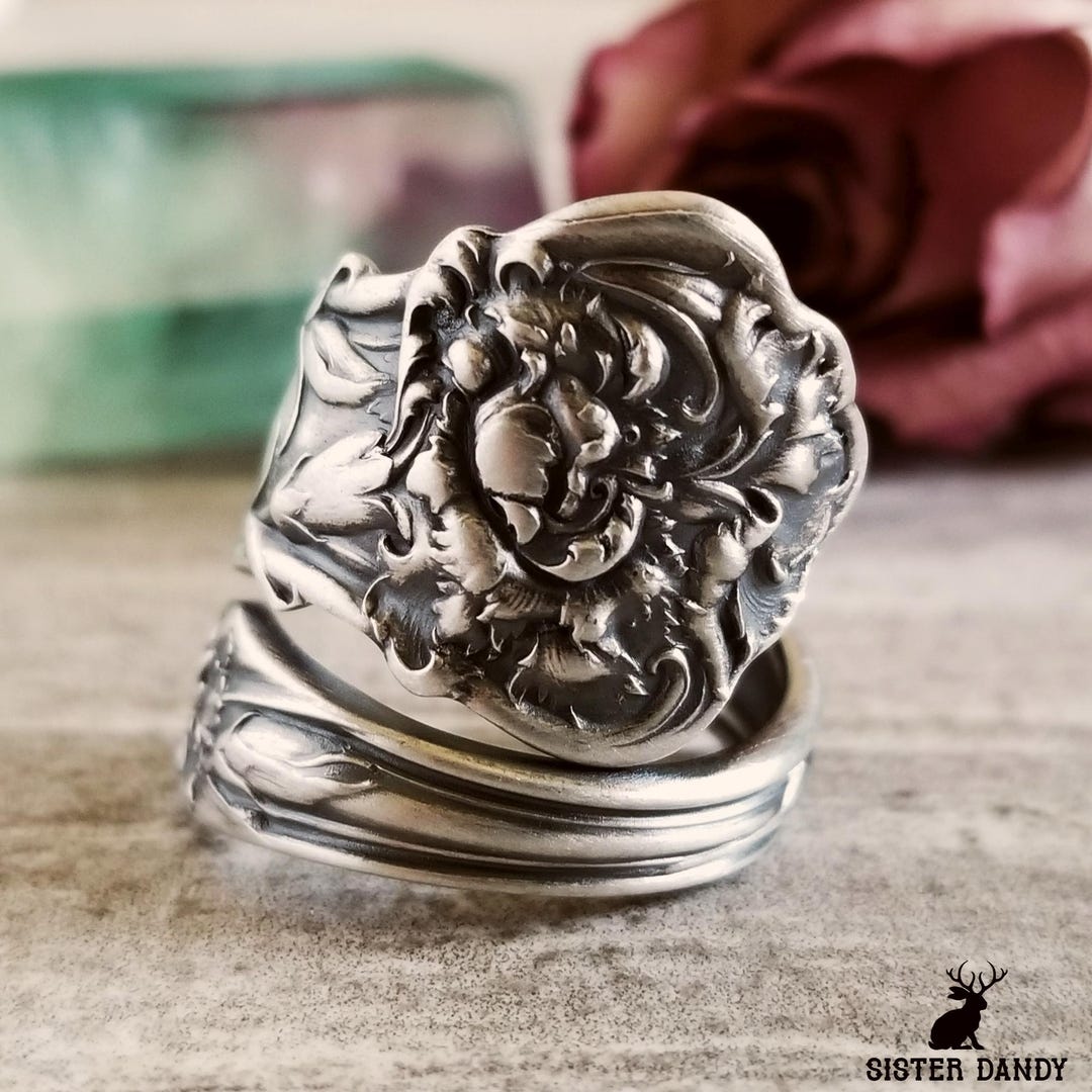 Antique Sterling Carnation Ring, Handmade Dianthus Ring, Elegant Flower ...