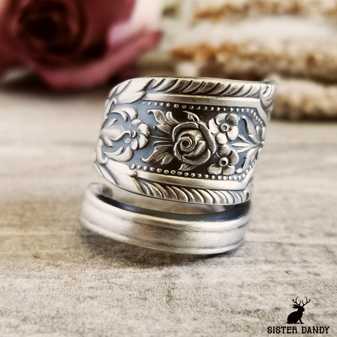 Sterling Bohemian Rose Ring, Elegant Rose Ring, Sterling Victorian Ring ...