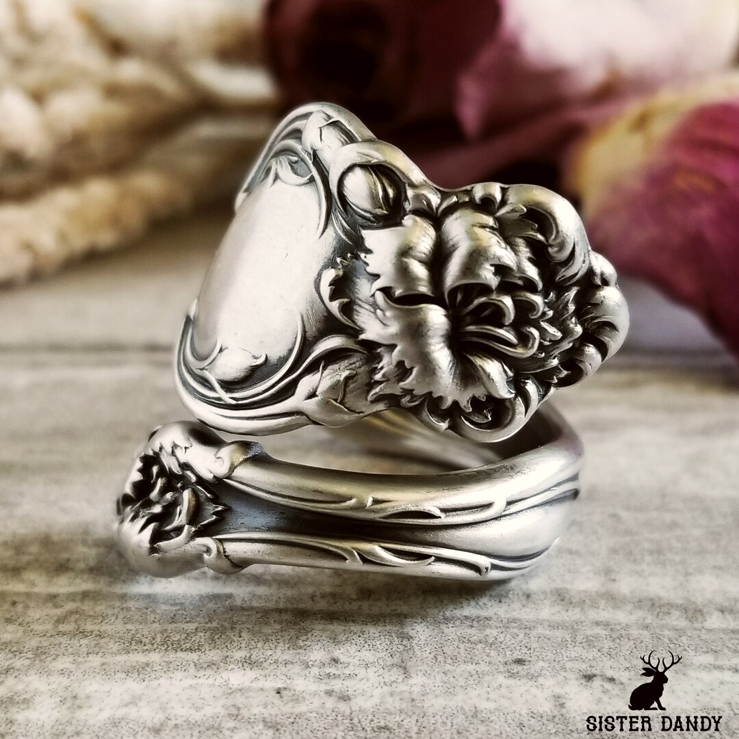 Carnation Bloom Ring, Art Nouveau Antique Dianthus Ring, Carnation ...