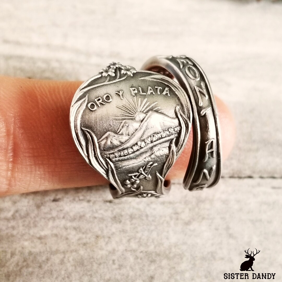 Oro Y Plata Ring, Montana Silver Ring, Sterling Mining Ring, Sterling ...